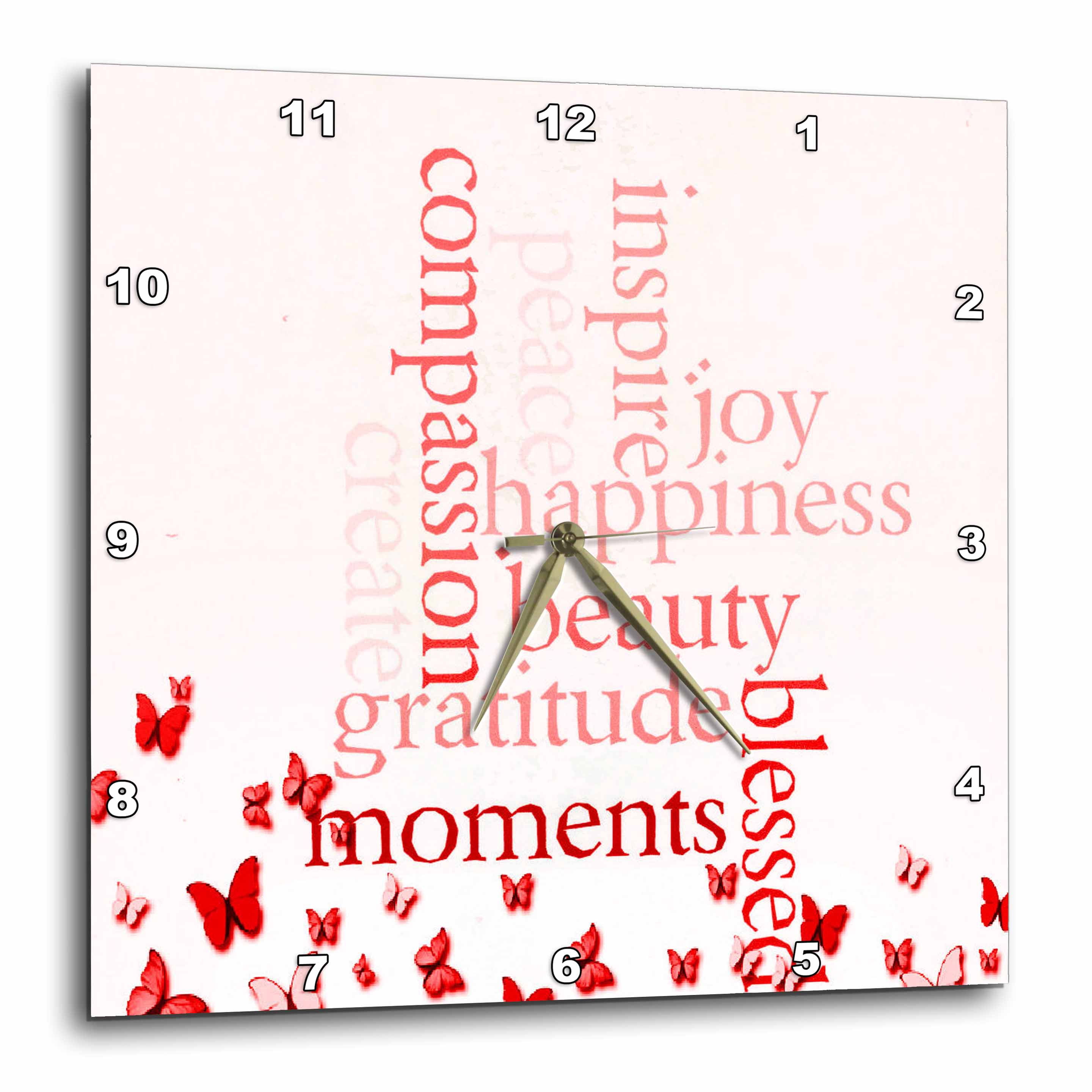 3drose, Inspire Gratitude Red Butterflies- Inspirational Words, 10x10 ...