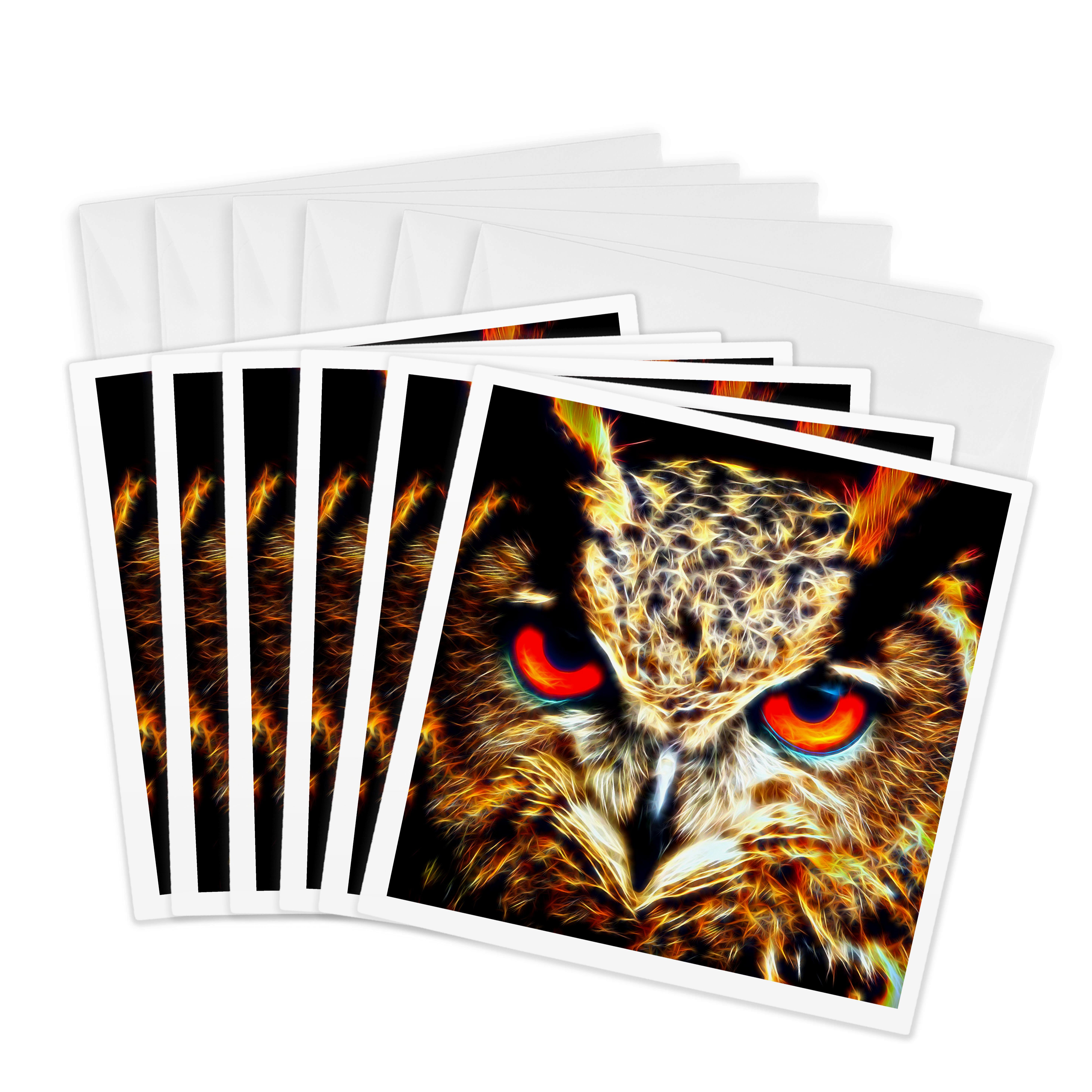 3drose, Intense Image of Light Infused Close up of Owl Face Painting, 6 ...