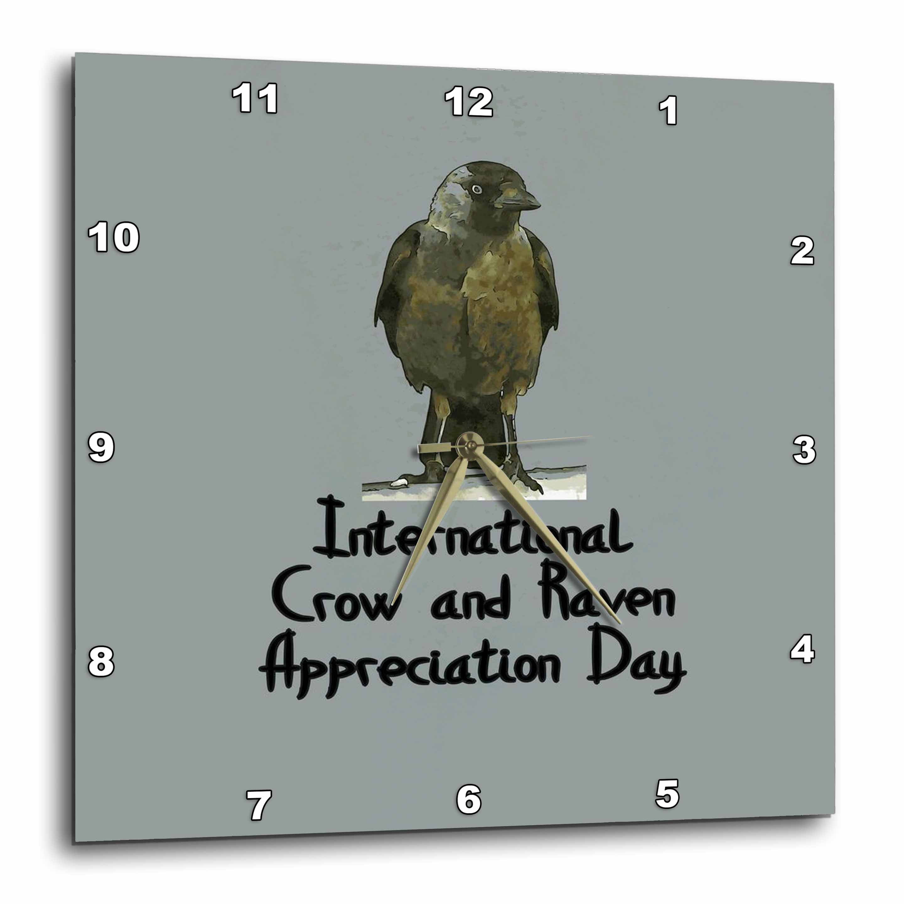 3drose, International Crow and Raven Appreciation Day, 10x10 Wall Clock ...