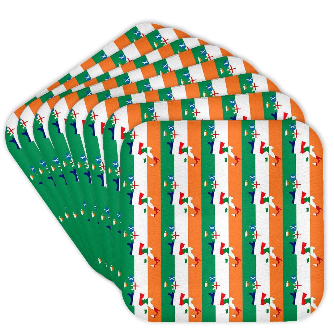 3drose, Ireland Rugby Fan Irish Tricolour Flag Pattern, Set of 8 ...