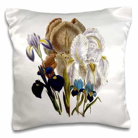 3drose, Iris Flowers in Blue, Lavender, White and Dark Mauve, 16x16 ...
