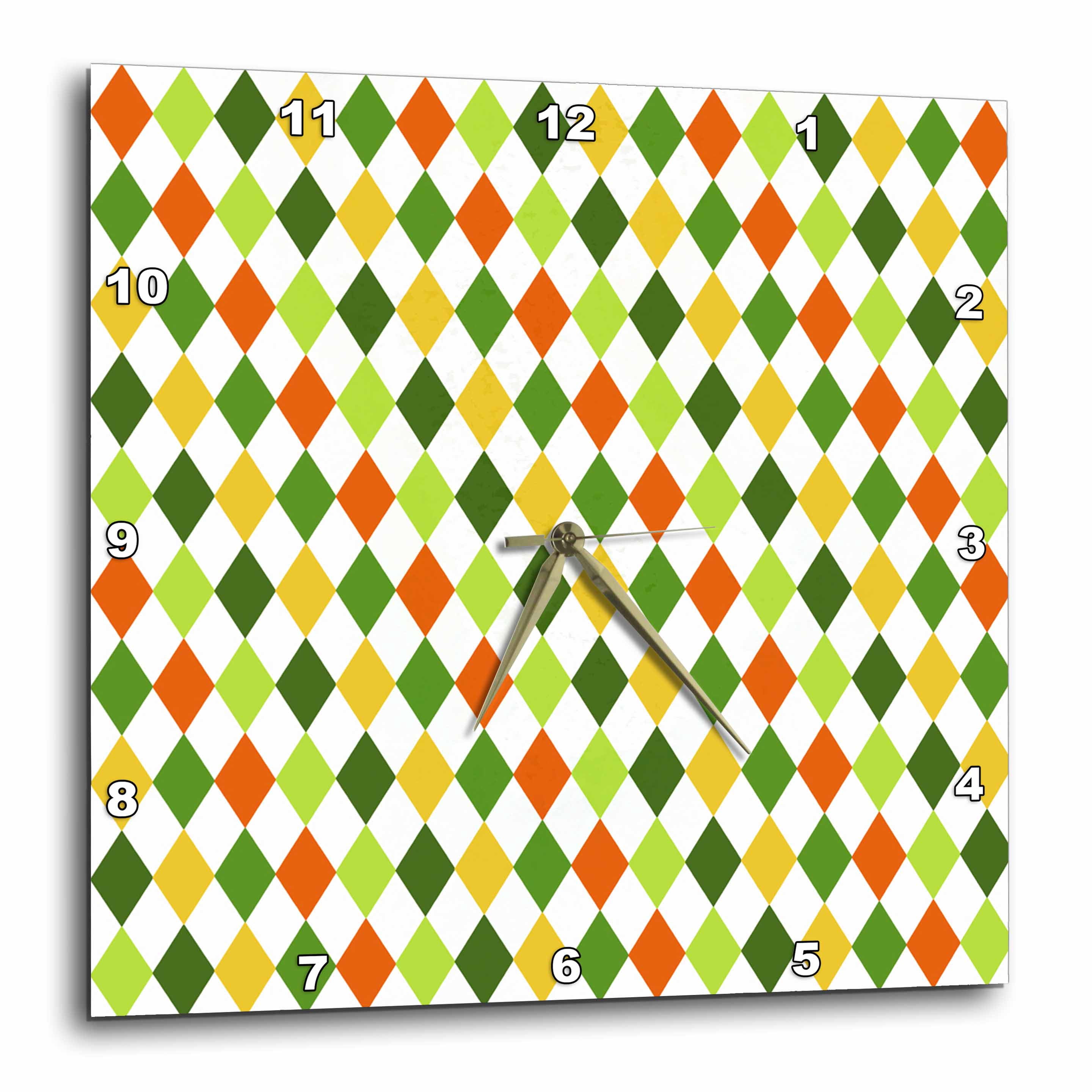 3drose, Irish Flag Colored Argyle Pattern, 15x15 Wall Clock - Walmart.com