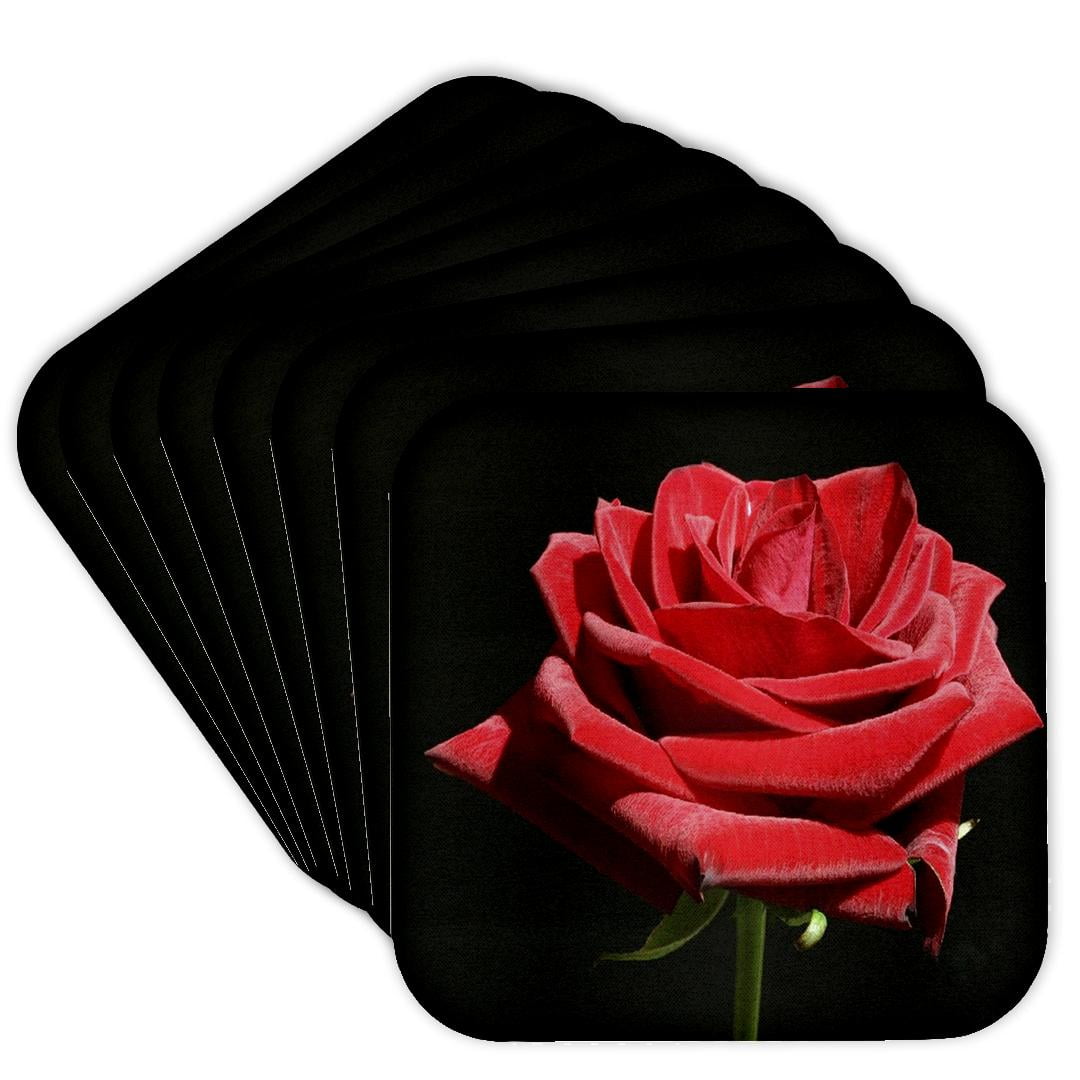 3drose, Irresistable Red Rose, Set of 8 Coasters - Cork - Walmart.com