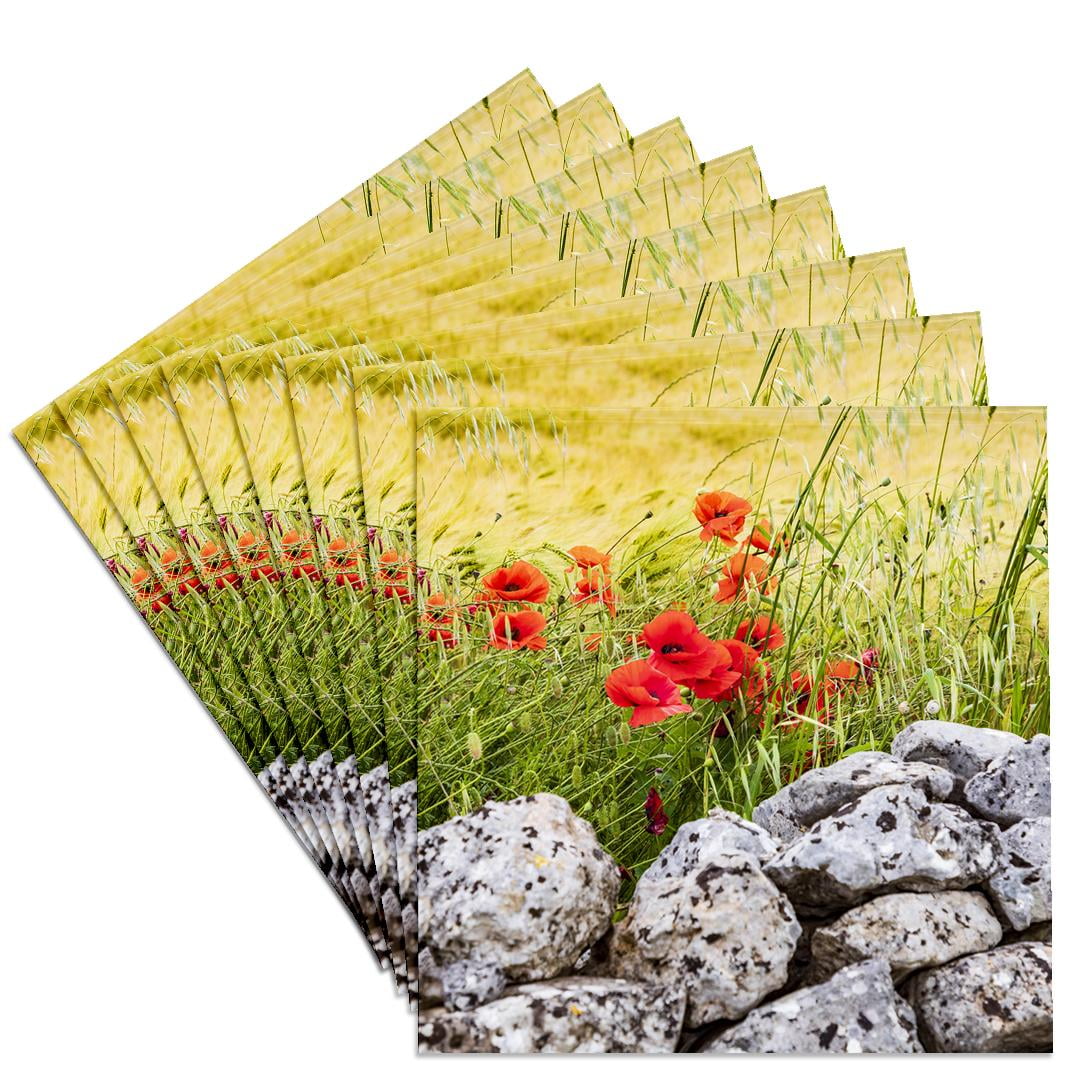 3drose, Italy, Apulia,laterza. Field of Barley with Poppies, Set of 8 ...