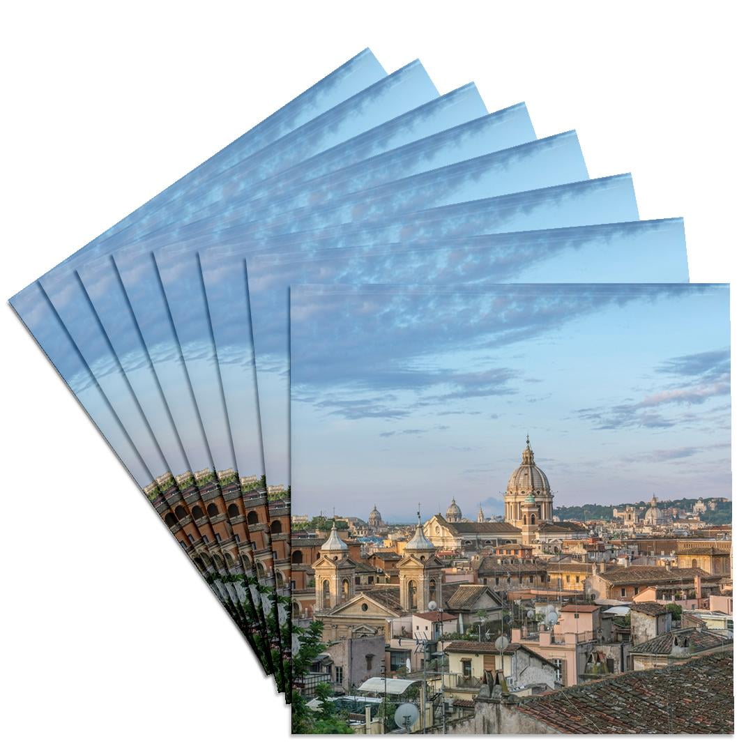 3drose, Italy, Rome, City Rooftops, Set of 8 Ceramic Tile Coasters ...
