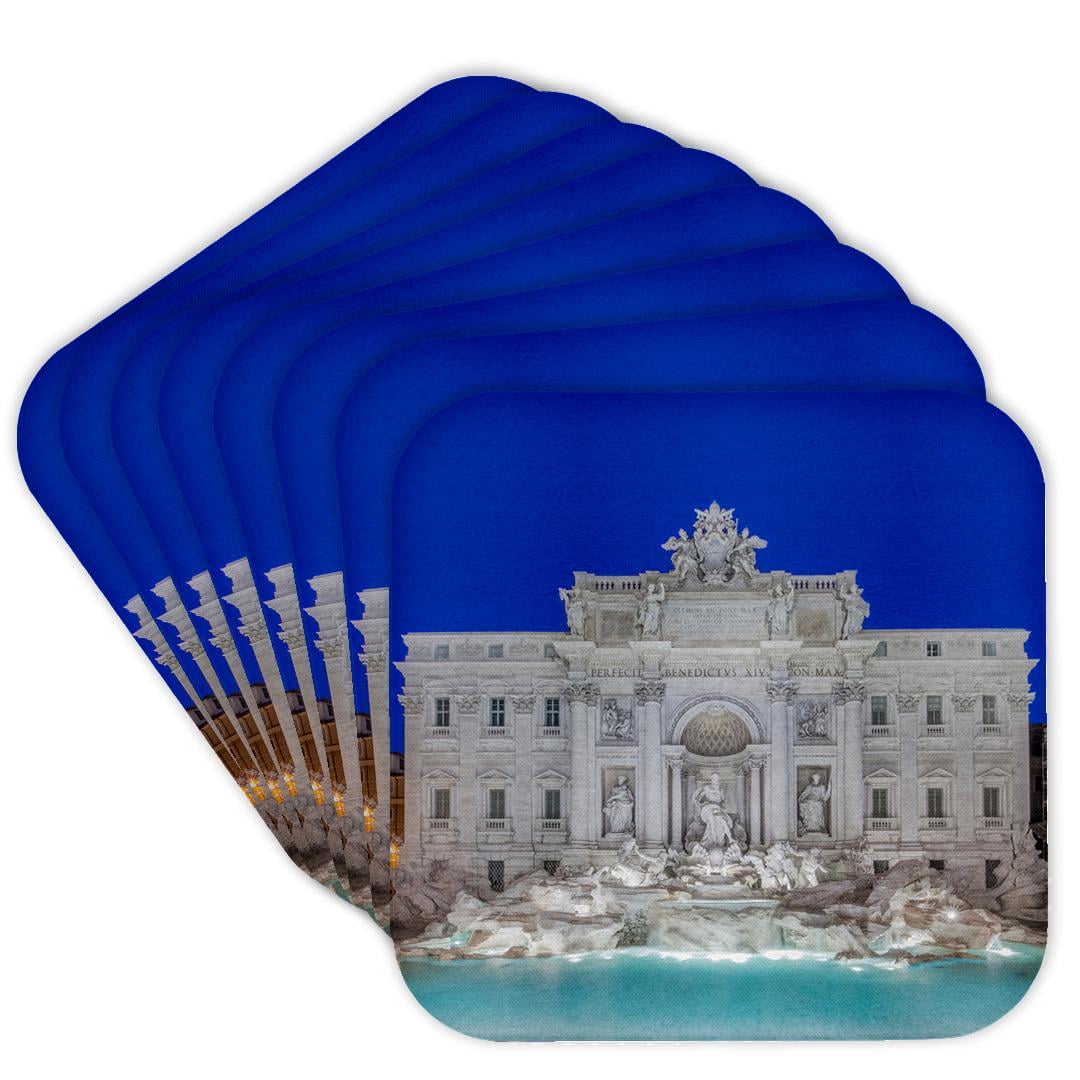 3drose, Italy, Rome, Trevi Fountain., Set of 8 Coasters - Cork ...