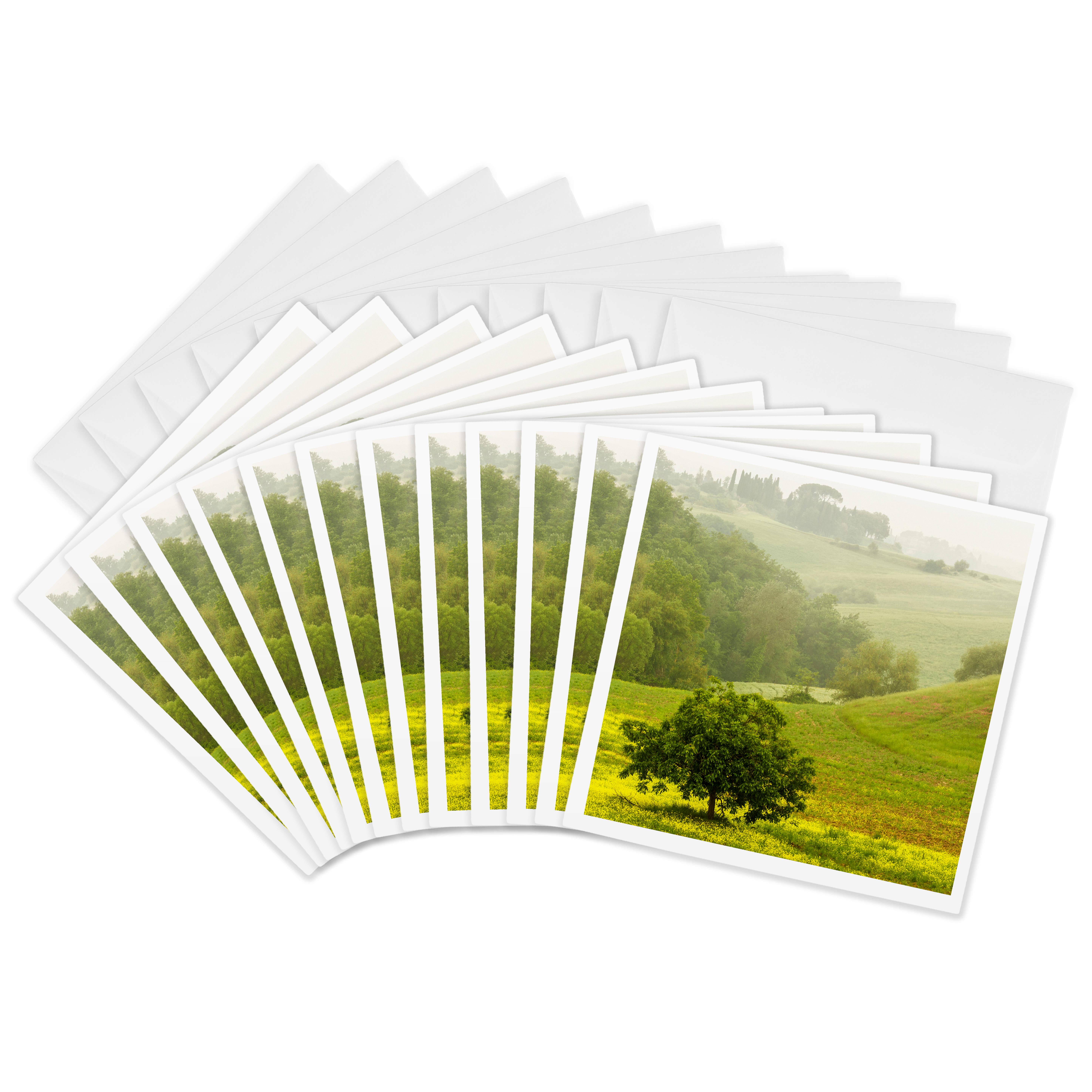 3drose, Italy, Tuscany, Misty Countryside., 12 Greeting Cards with ...