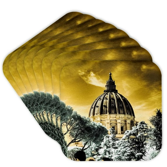 3drose, Italy, Vatican. Infrared of the Vatican, Set of 8 Coasters ...