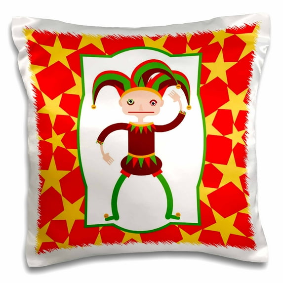 3drose, Jester or Joker with Funny Hat Cartoon, 16x16 inch Pillow Case ...