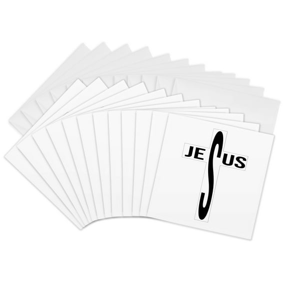 3drose, Jesus Written in a Faint Cross. Black Lettering on White ...