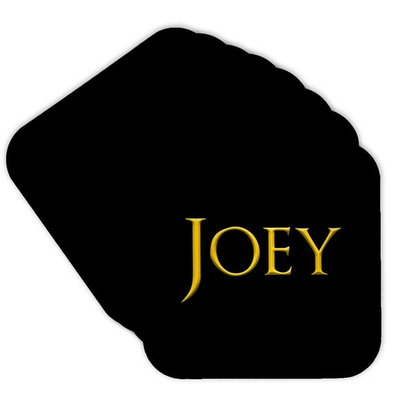 3drose, Joey Well Known Man Name in the Usa. Yellow on Black Talisman, Set of 8 Coasters - Cork ...