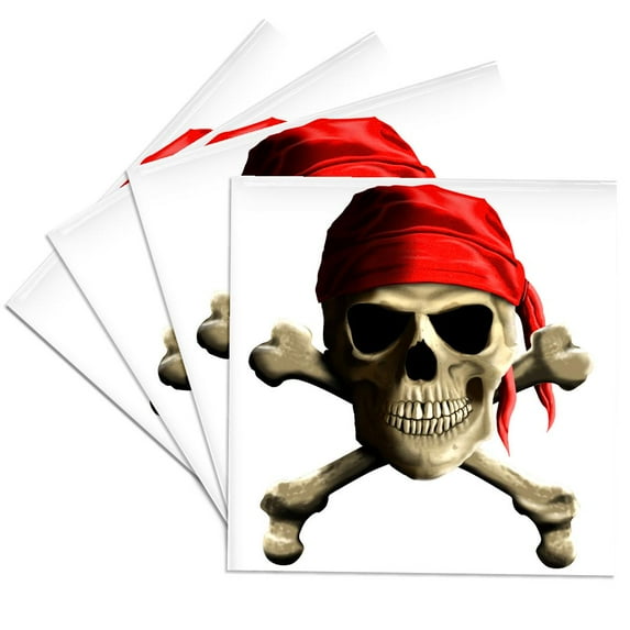 3drose, Jolly Roger Pirate Skull and Crossbones., Set of 4 Ceramic Tile ...