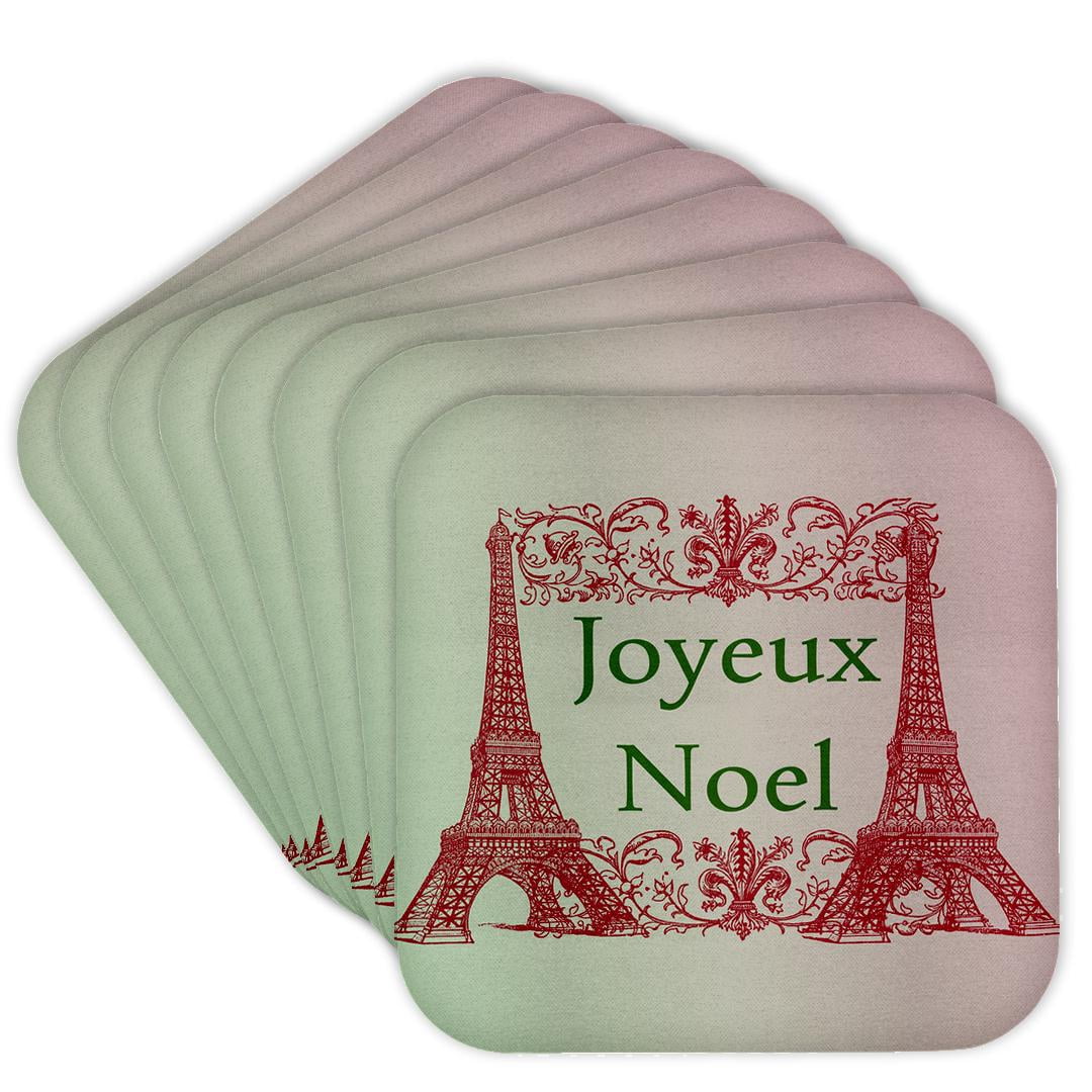 3drose, Joyeux Noel Eiffel Towers French Merry Christmas, Set of 8 ...