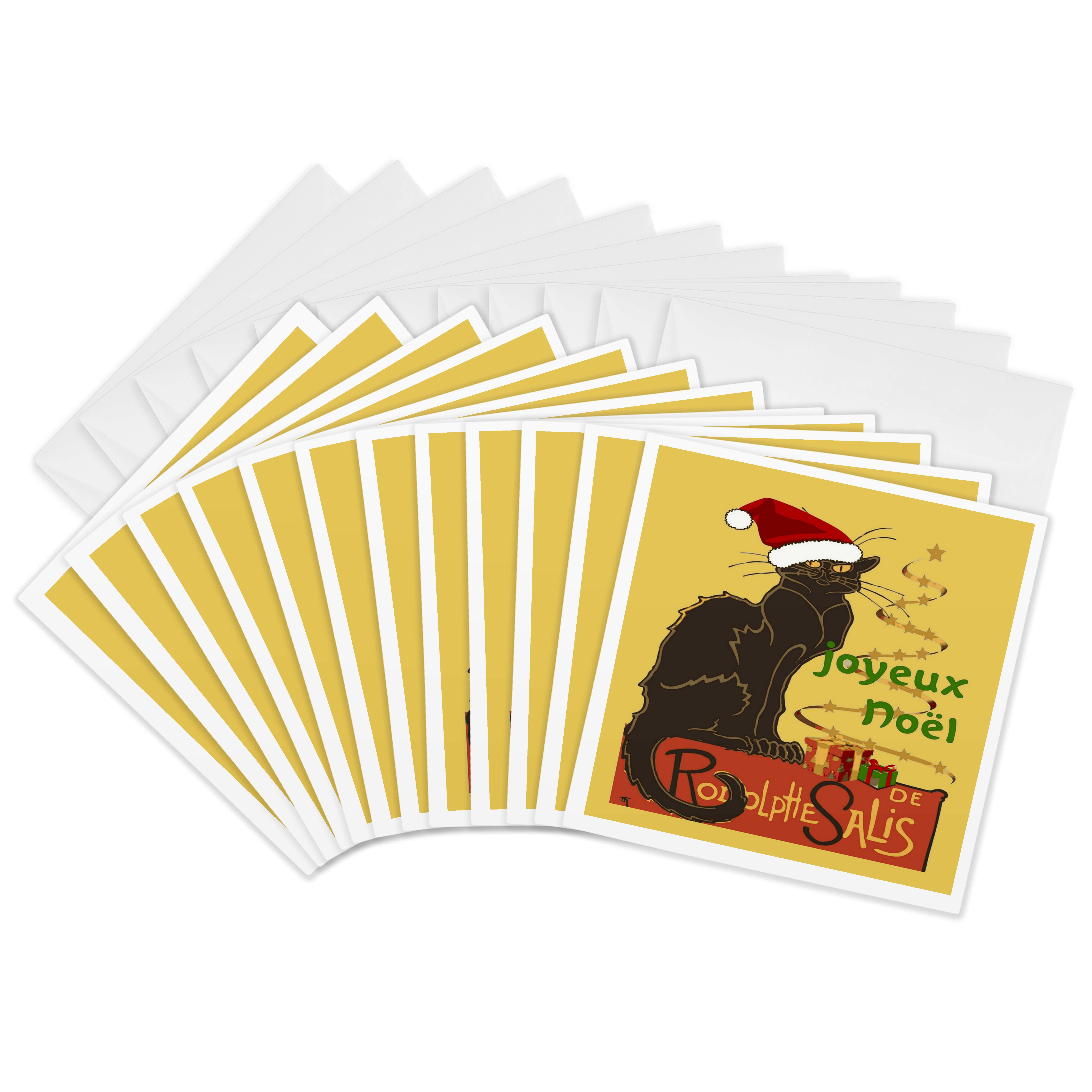 3drose, Joyeux Noel Le Chat Noir Christmas Parody, 12 Greeting Cards ...