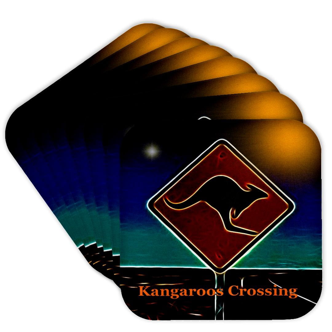 3drose, Kangaroo Crossing, Set of 8 Coasters - Cork - Walmart.com