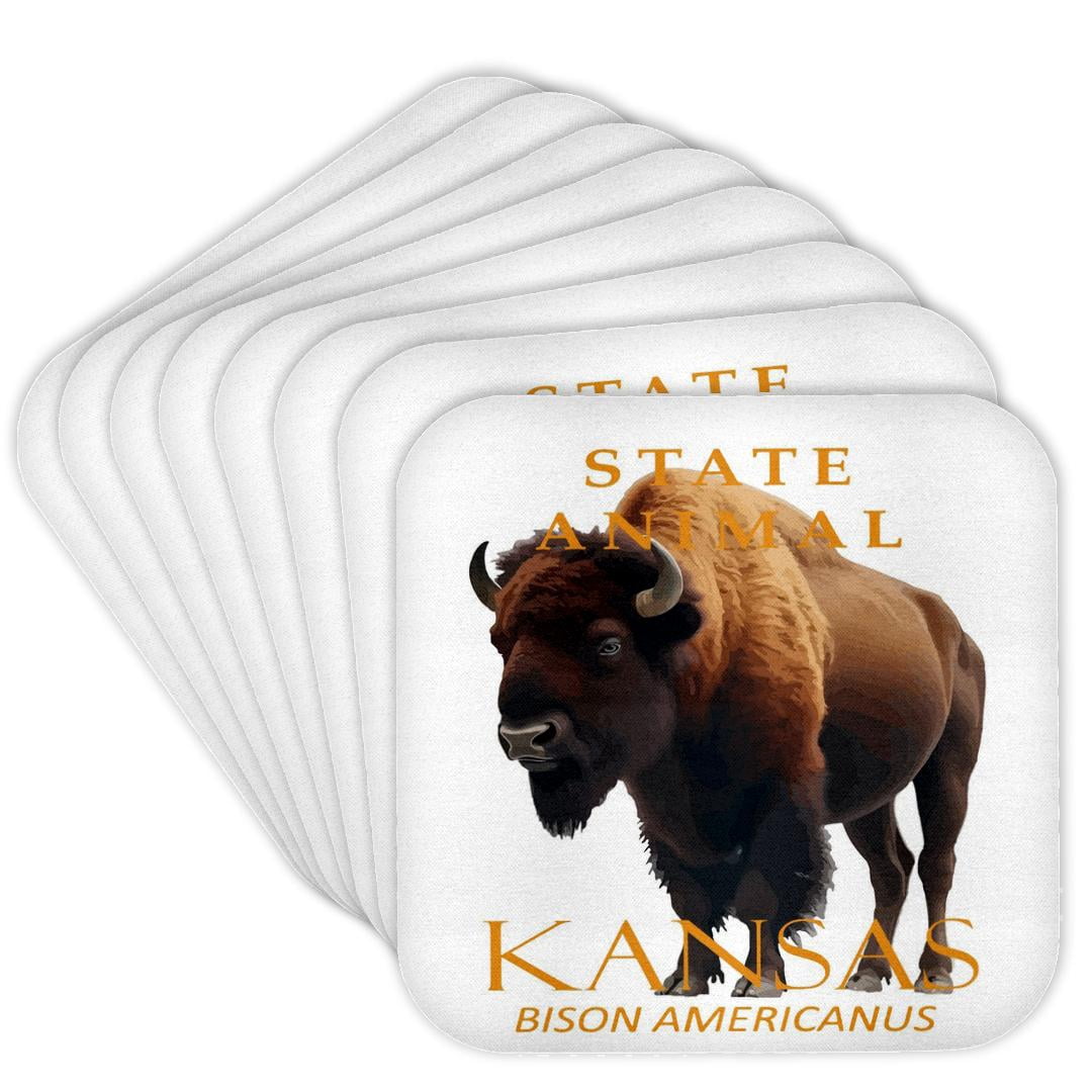 3drose, Kansas Territory Animal Bison Americanus, Set of 8 Coasters ...