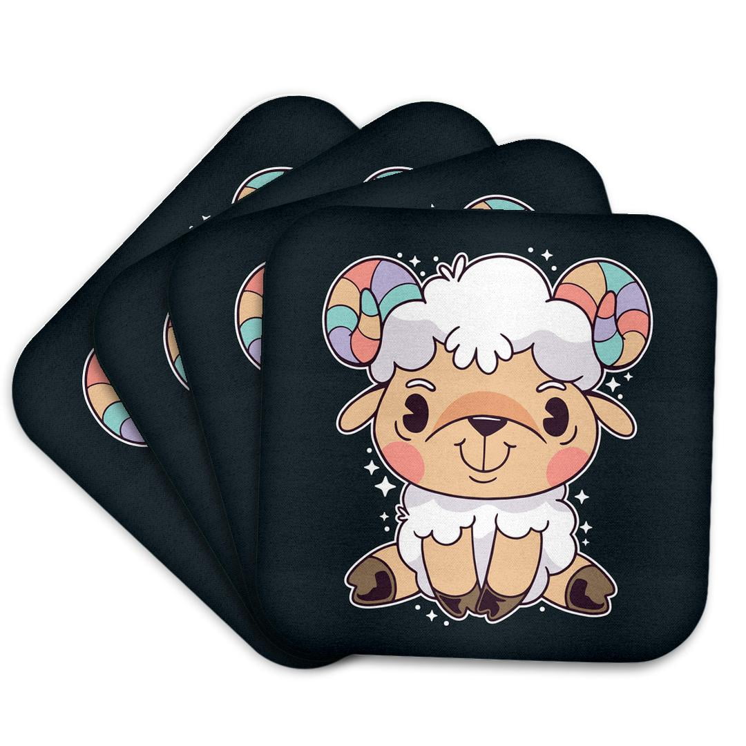 3drose, Kawaii Aries Lamb, Set of 4 Coasters - Cork - Walmart.com