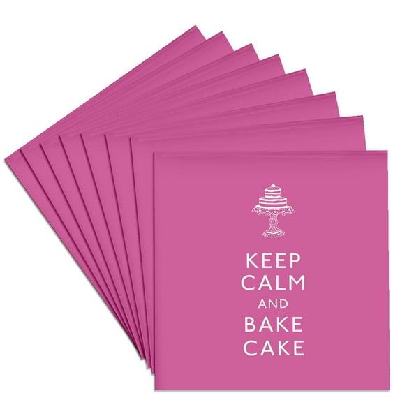3drose, Keep Calm and Bake Cake. Pink., Set of 8 Ceramic Tile Coasters ...