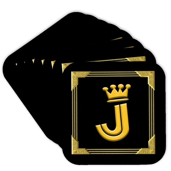 3drose, King, Queen Crown, Rich Frame. Yellow on Black. Dazzling Letter ...