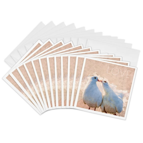 3drose, Kissing Doves Photo Art, Beige Background, Text Love, 12 ...