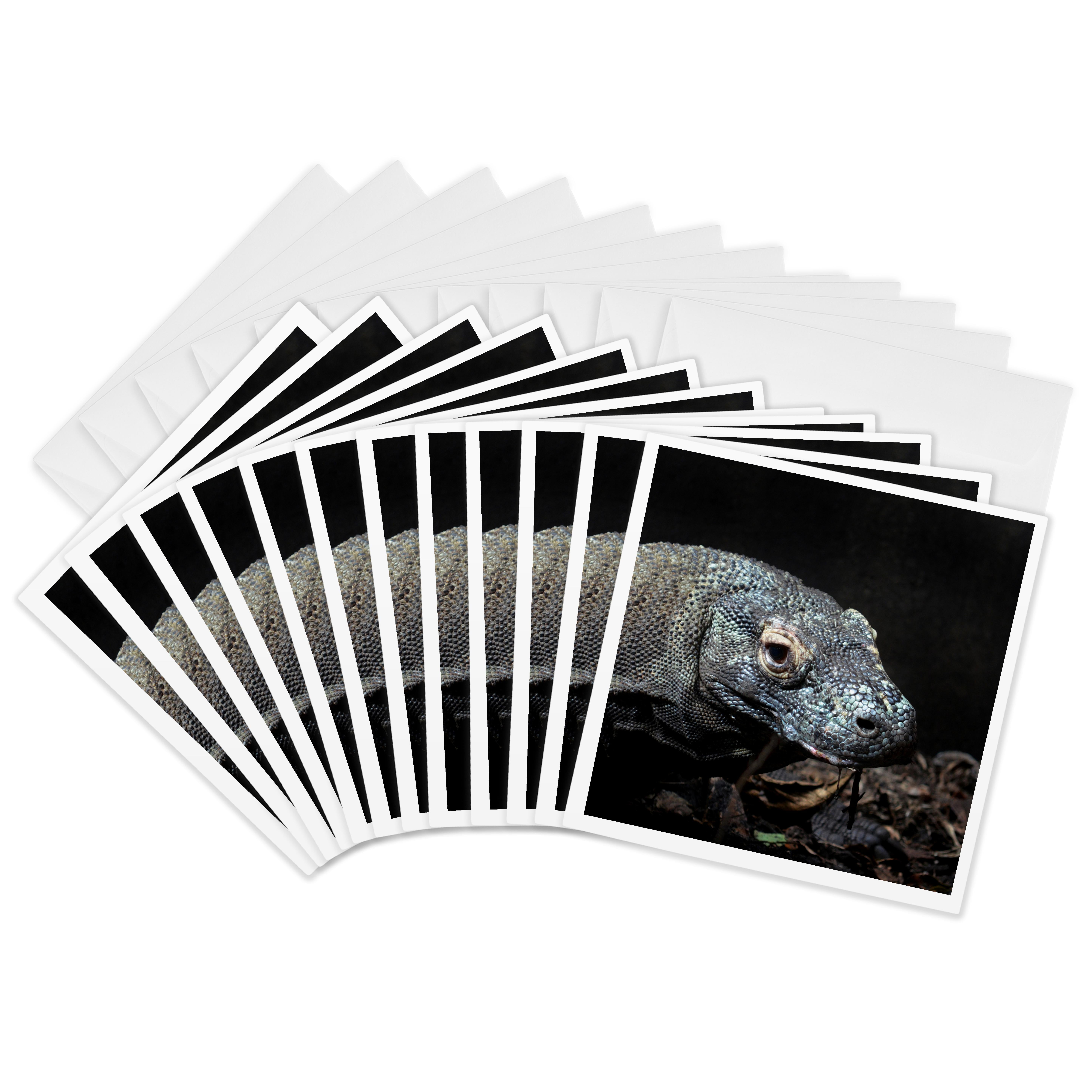 3drose, Komodo Dragon Lizard Head, 12 Greeting Cards with Envelopes ...