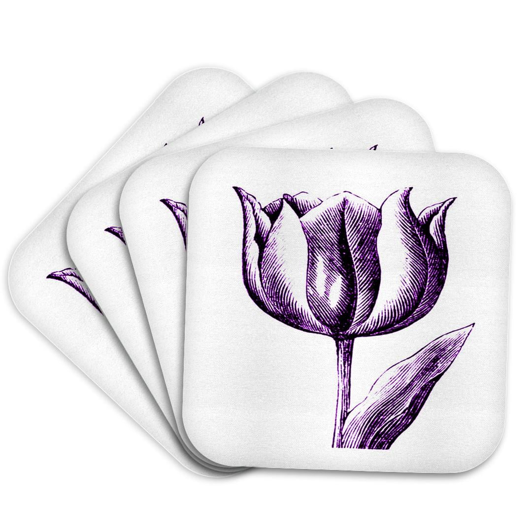 3drose, Large Purple Tulip, Set of 4 Coasters - Soft - Walmart.com