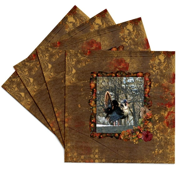 3drose, Large Wild Tom Turkey, Autumn Leaf Frame, Abstract Background ...