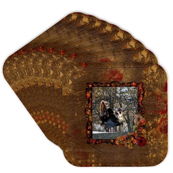 3drose, Large Wild Tom Turkey, Autumn Leaf Frame, Abstract Background ...