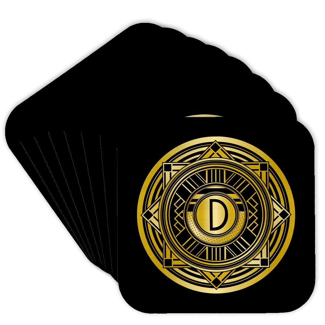 3drose, Letter D Art Deco Geometric Monogram in Faux Gold and Black ...