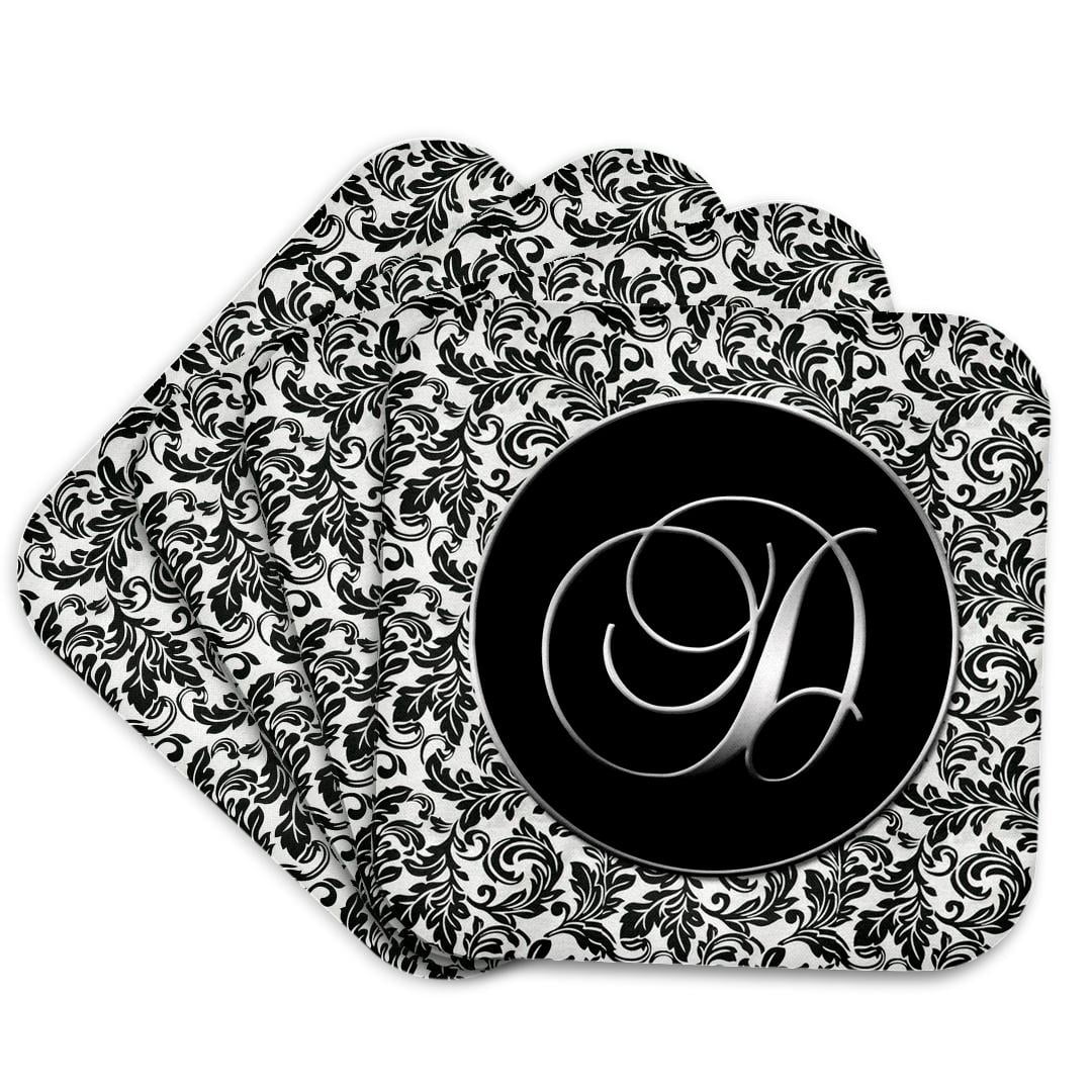 3drose, Letter D - Black and White Damask, Set of 4 Coasters - Soft ...