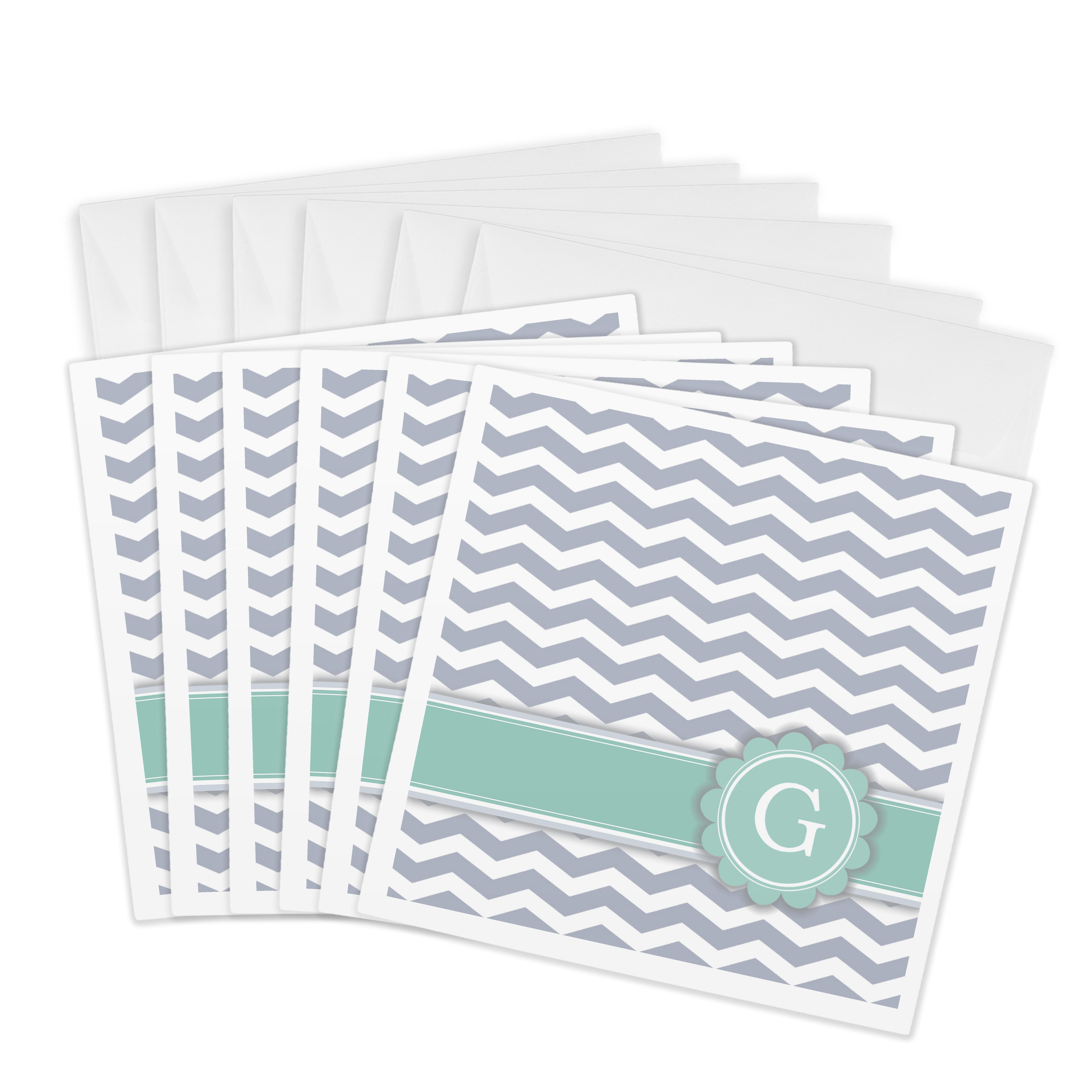 3drose, Letter G Initial on Grey and White Chevron Pattern with Mint ...