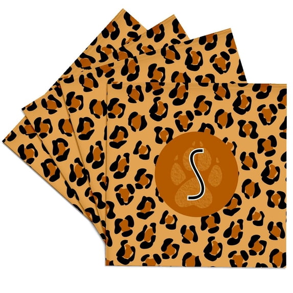 3drose, Letter S- Leopard Print Background with Paw Print Circle in ...