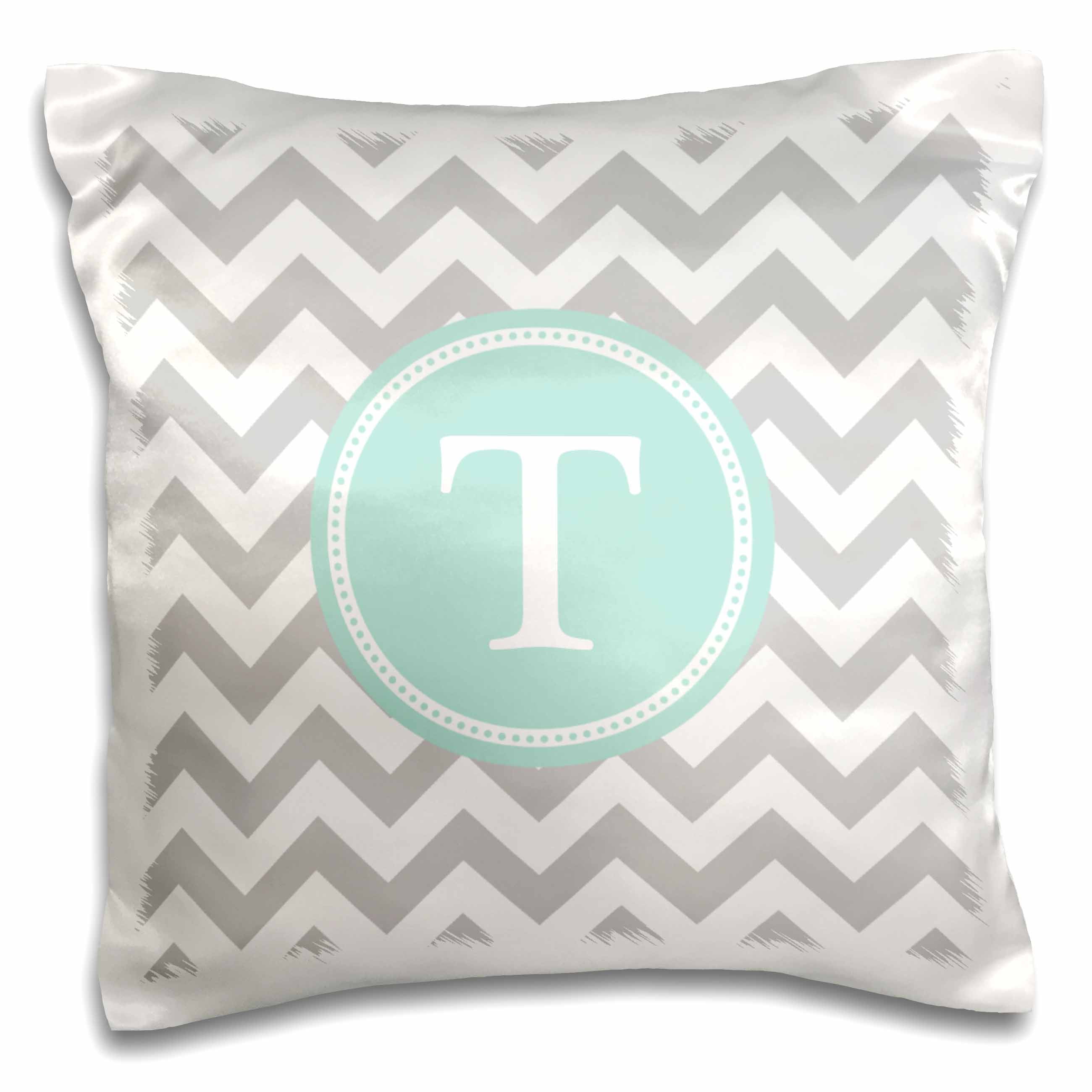3drose, Letter T Grey and White Chevron with Mint Monogram Personal ...