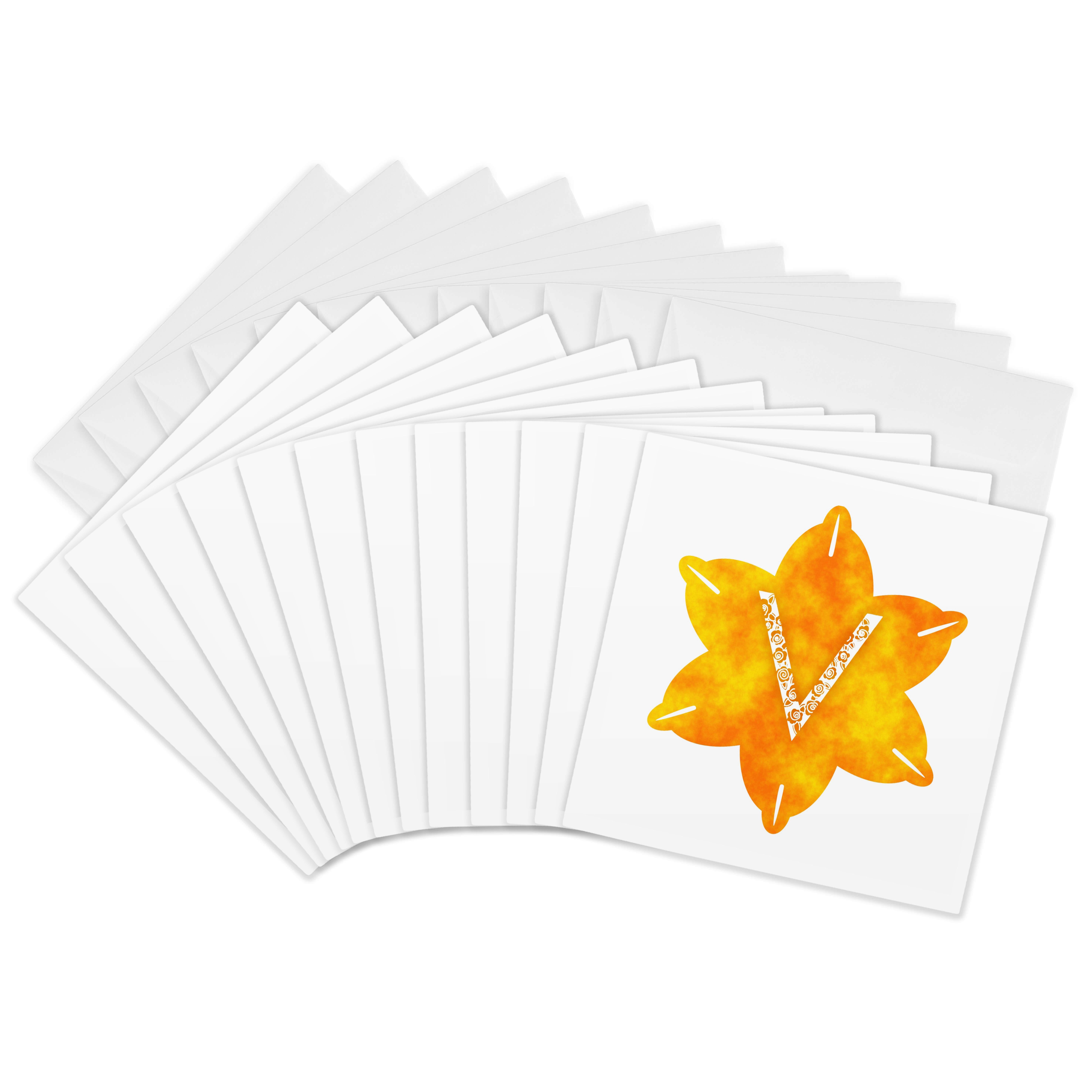 3drose, Letter V- Golden Yellow Daffodil Monogram, 12 Greeting Cards ...