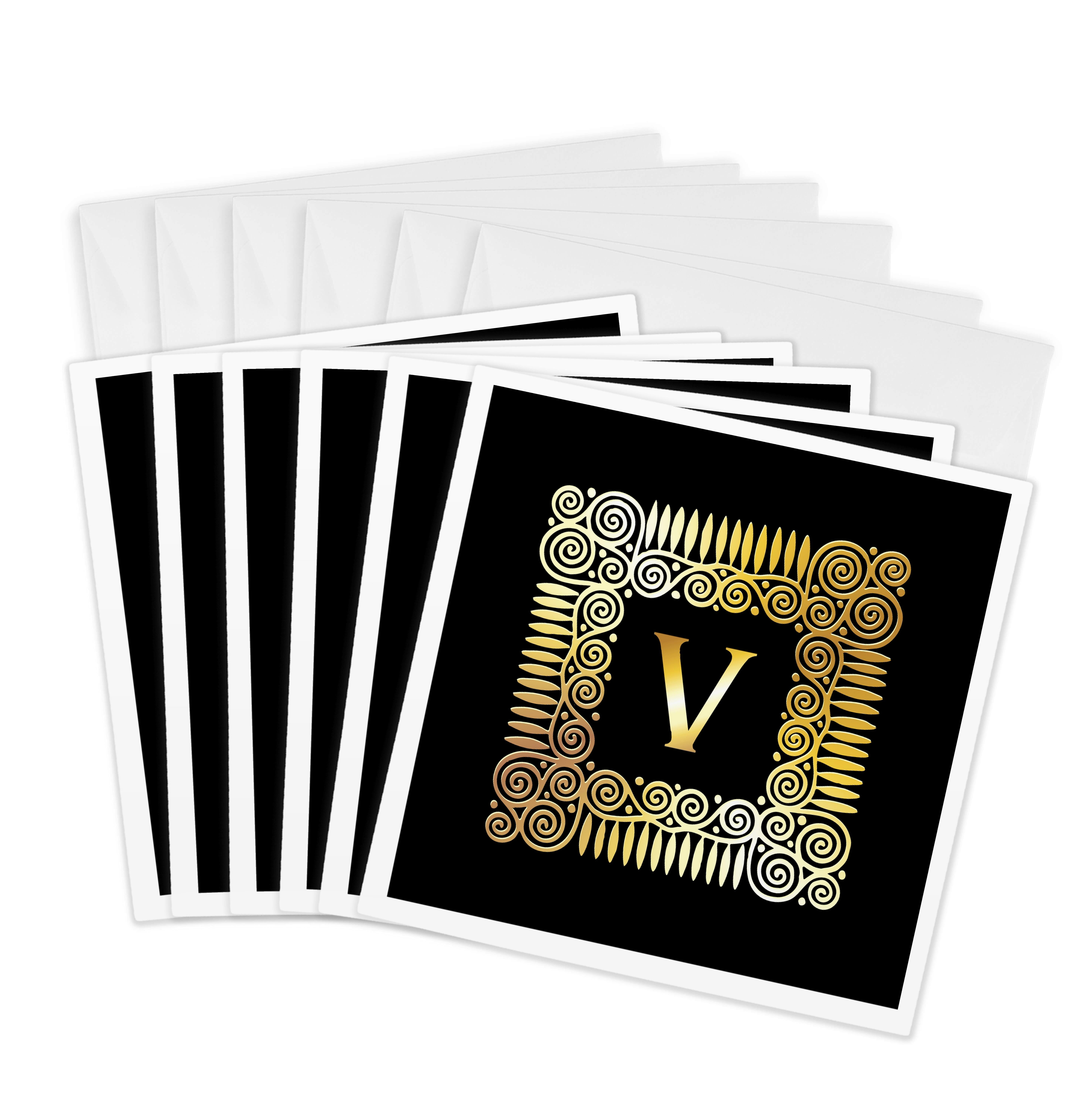 3drose, Letter V- Image of Spirals Forming a Square- Not Metal Foil, 6 ...