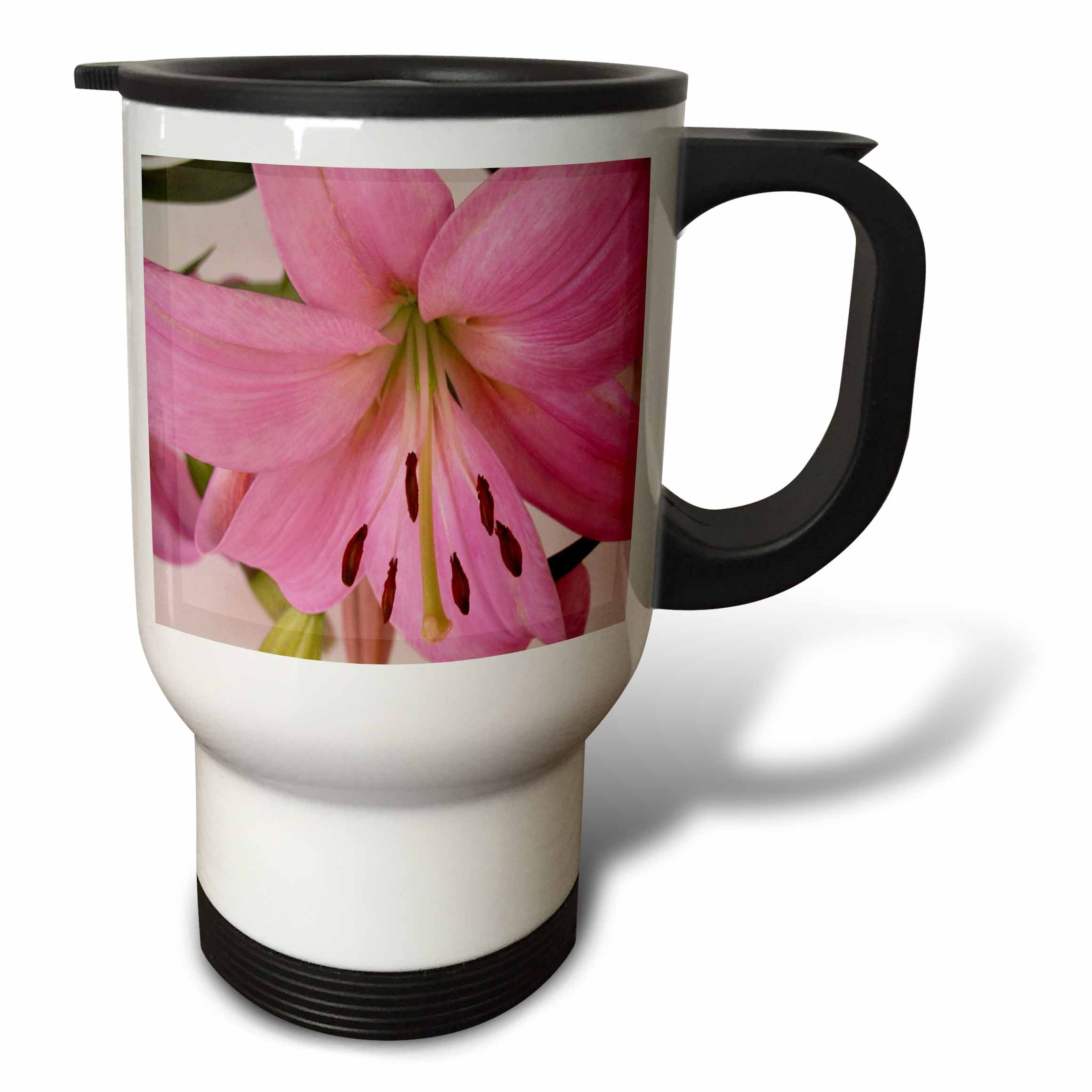 3drose, Light Pink Oriental Lily, 14oz Stainless Steel Travel Mug ...