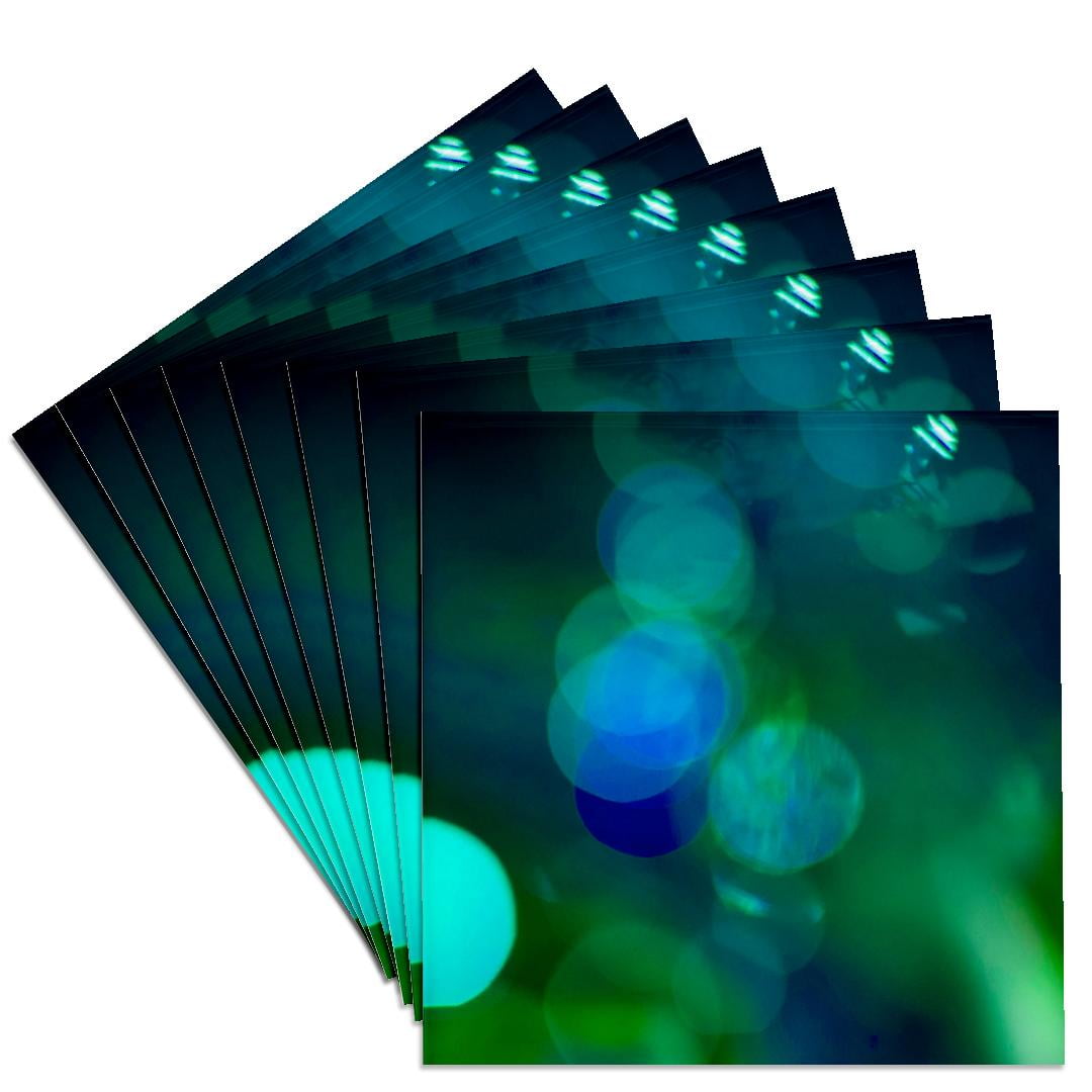 3drose, Lights Bouncing in Green and Blue Circles, Set of 8 Ceramic ...