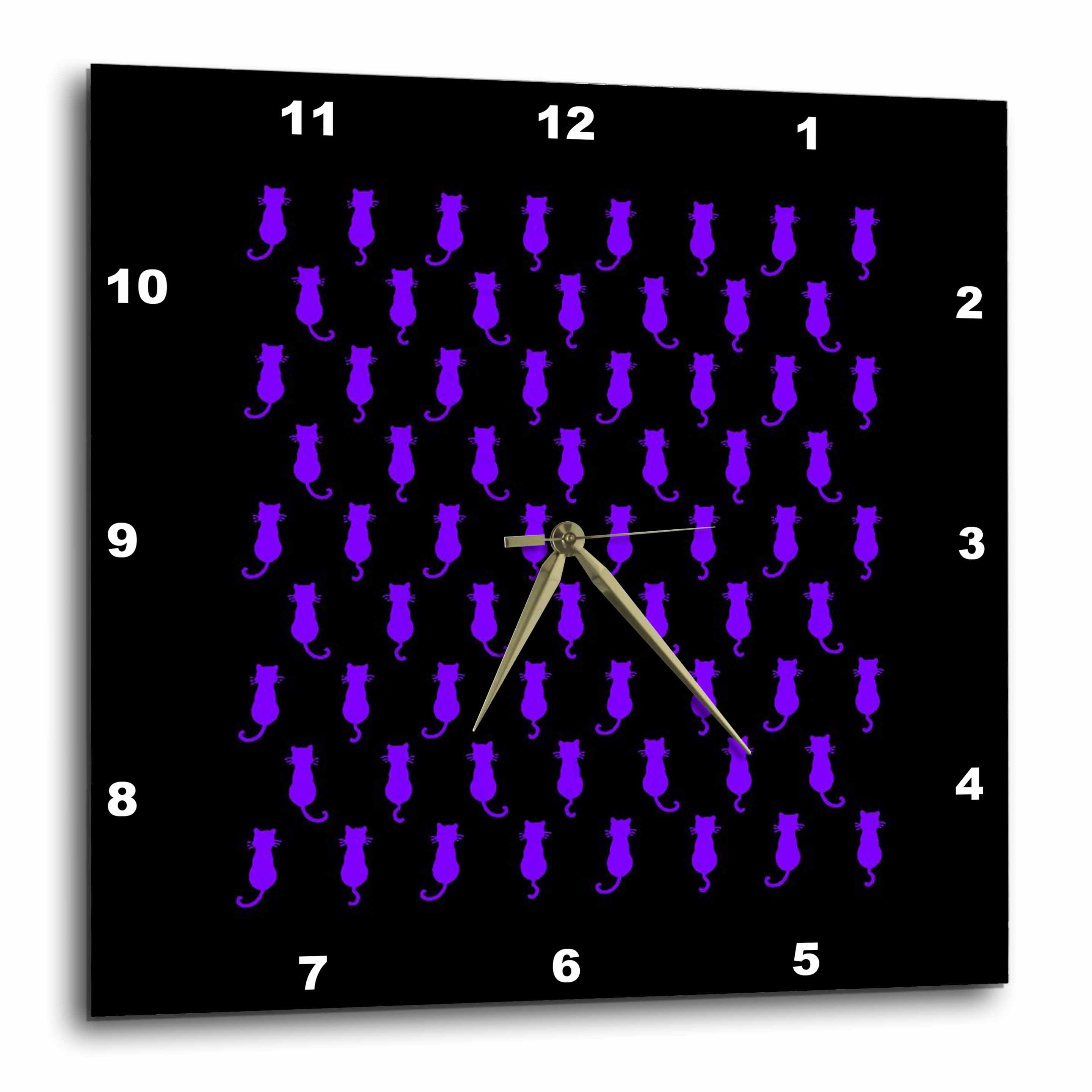 3drose, Lilac Cat Motif Polka Dot Pattern Black Background, 13x13 Wall ...