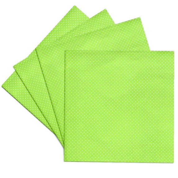 3drose, Lime Green with White Dots, Set of 4 Ceramic Tile Coasters ...