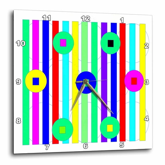 3drose, Lime Pink N Blue Stripes with Yellow Green Circles, 15x15 Wall ...