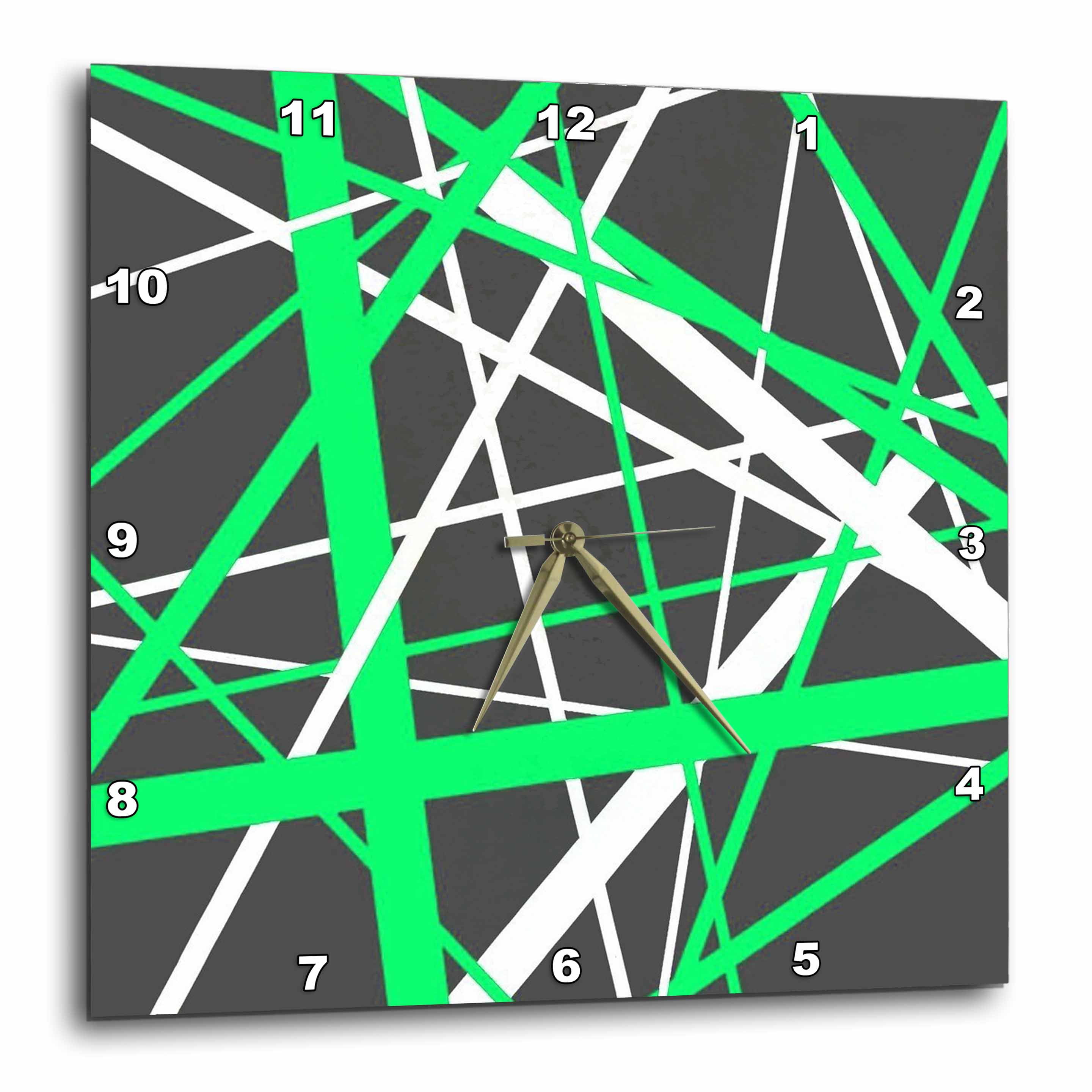 3drose, Lines of Green and White Geometric Pattern on Grey, 15x15 Wall ...