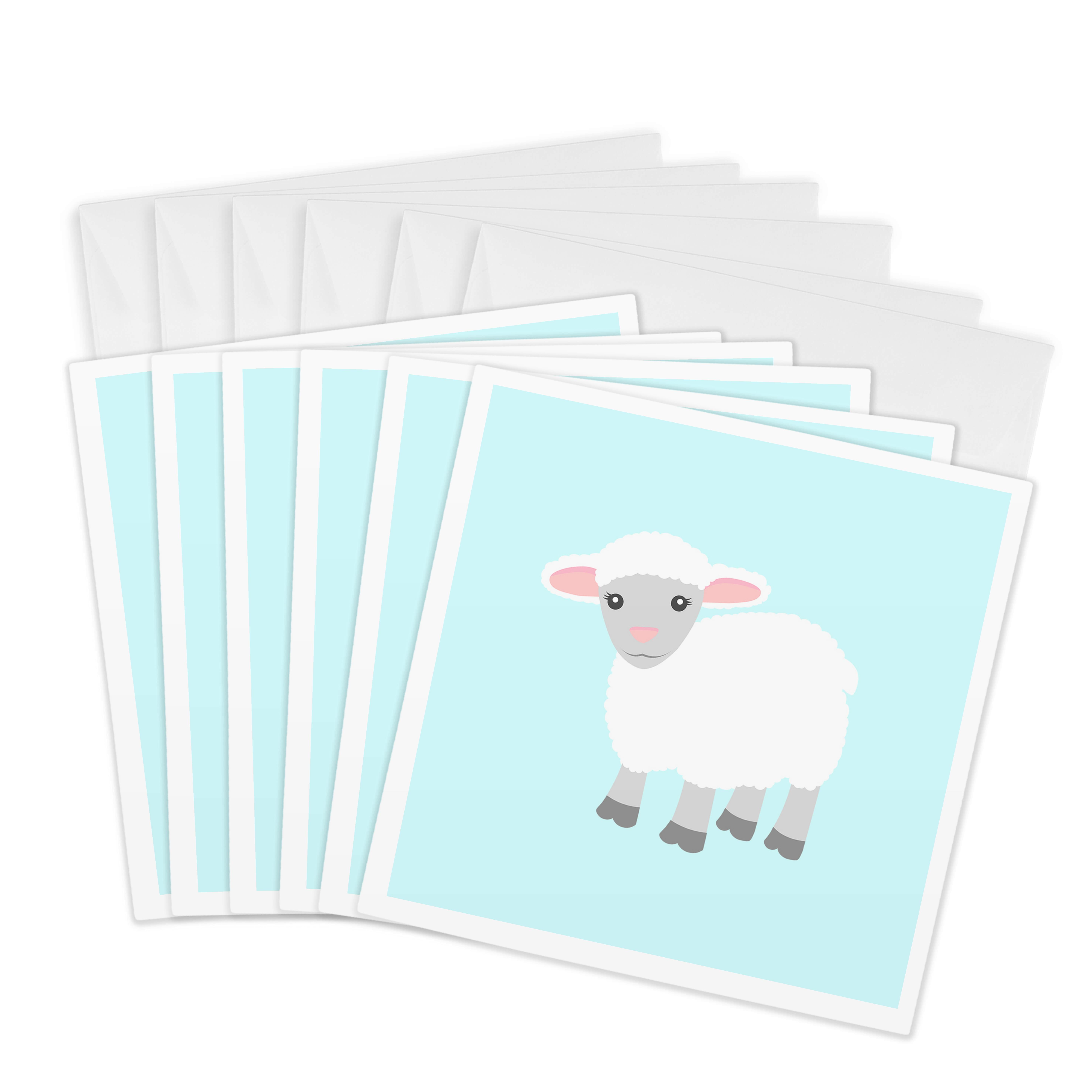 3drose, Little Lamb Soft Blue, 6 Greeting Cards with Envelopes ...