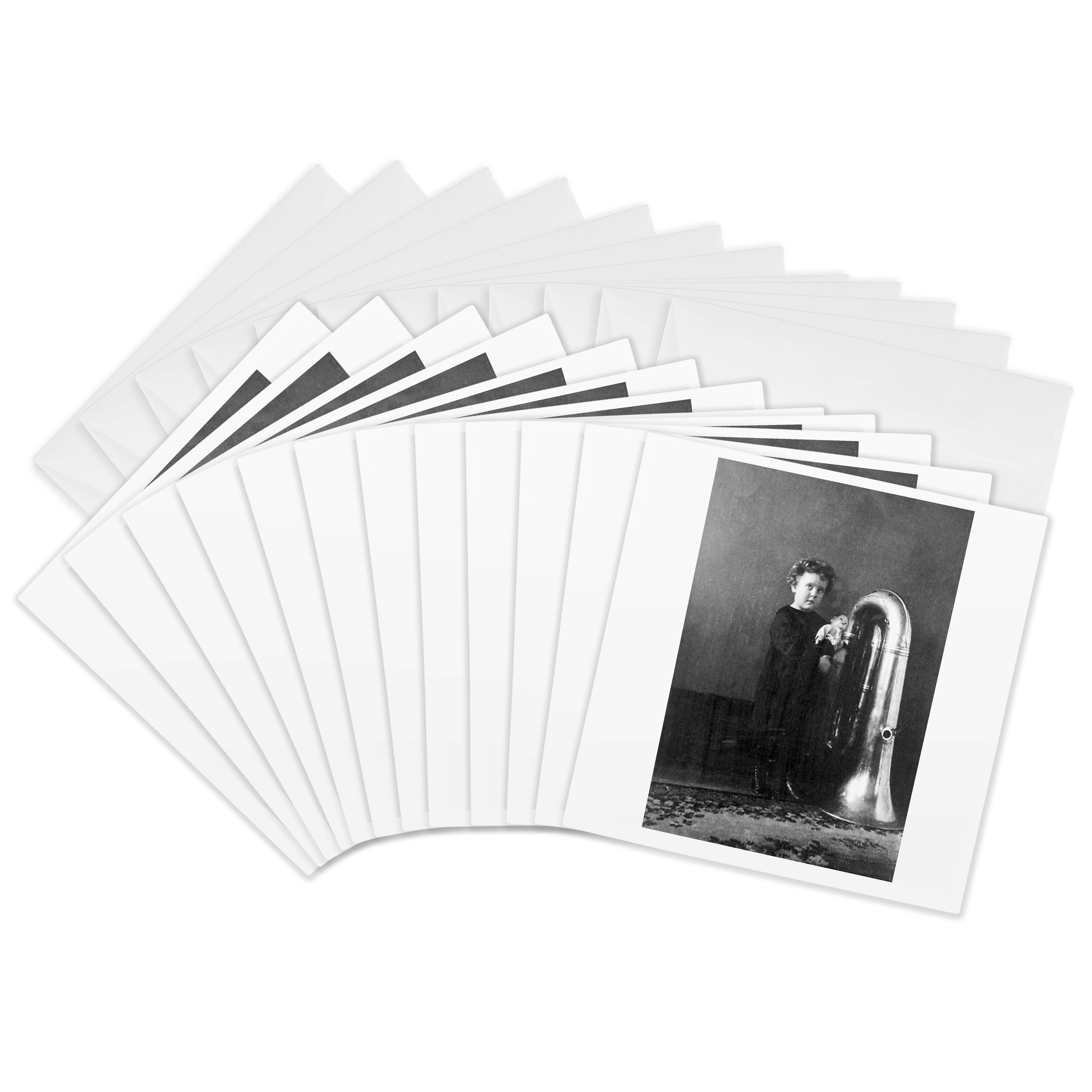3drose, Little Tuba Girl Grayscale, 12 Greeting Cards with Envelopes ...