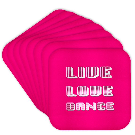 3drose, Live Love Dance Quote Geometric Seventies Disco Text, Set of 8 ...