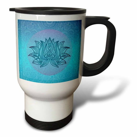 3drose, Lotus Flower Symbol Illustration Light Blue Aqua Tones, 14oz ...