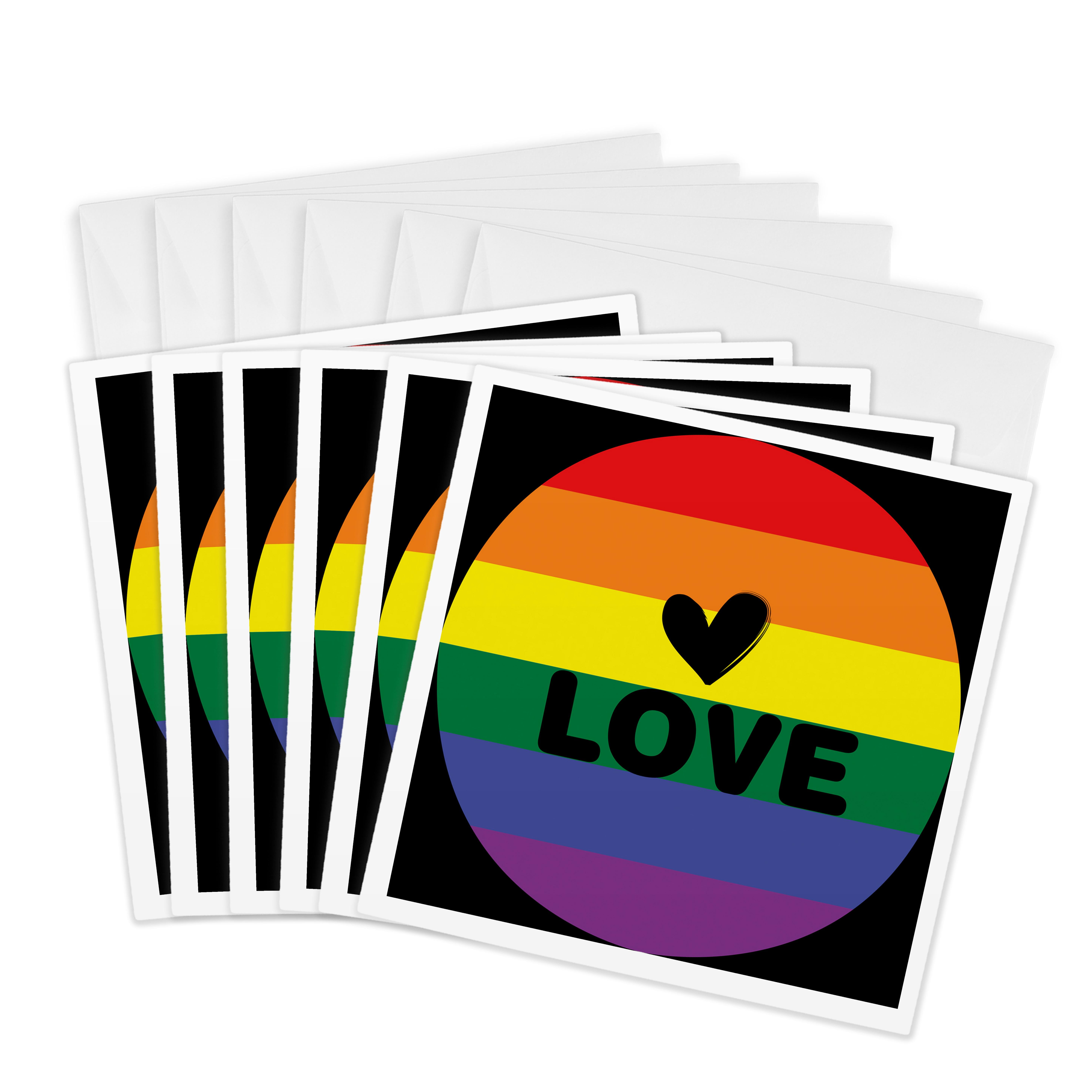 3drose, Love Gay Flag, 6 Greeting Cards with Envelopes - Walmart.com