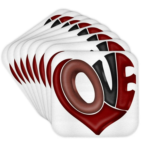 3drose, Love Typography Art Heart in Red, Pink and Gray Illustration ...