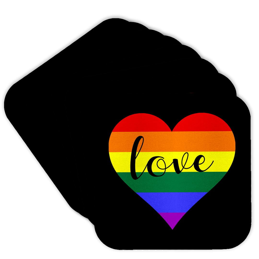 3drose, Love Written Inside a Rainbow Heart on a Black Background., Set ...