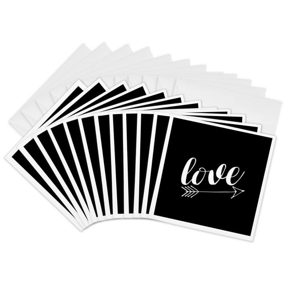 3drose, Love with Arrow. Cursive White Lettering on Black Background ...