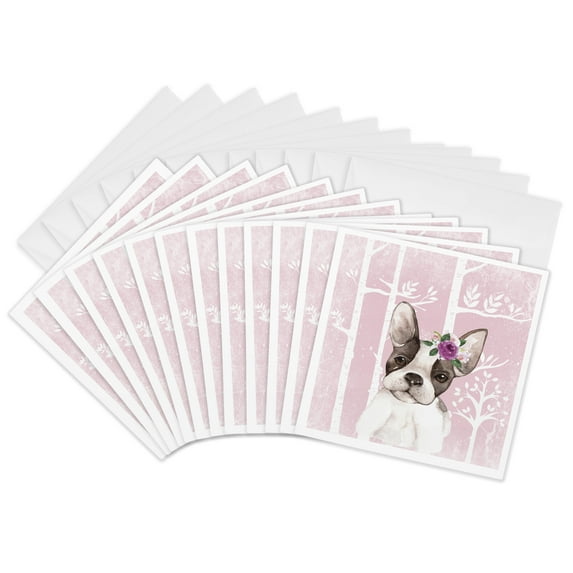 3drose, Lovely Animal Dog Pug with Flowers Illustration in Pink Forest ...